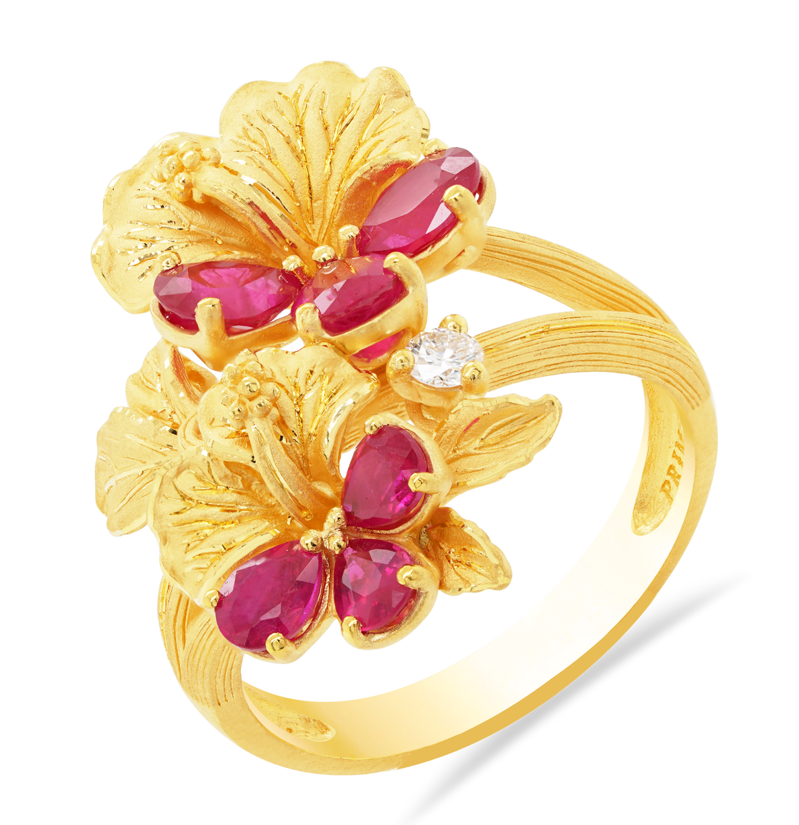 Prima Gold Hibiscus Flower Ring 165R0045-08 – Aora Jewelry